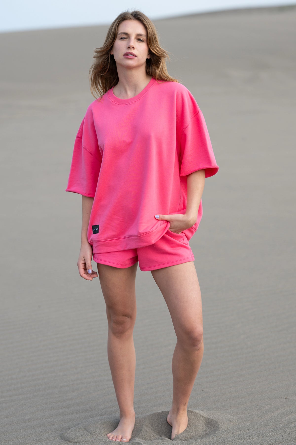 Oversized Shortsleeve Crew-Punch Pink | La Forza